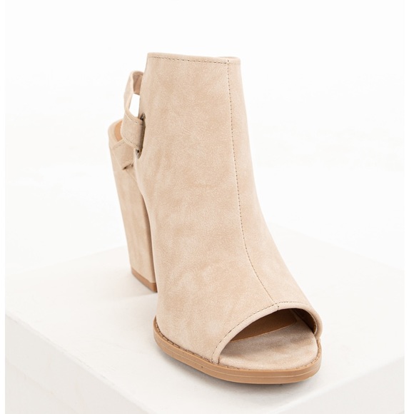SwankStyles | Shoes | Beige Peep Toe Bootie Ankle Strap | Poshmark